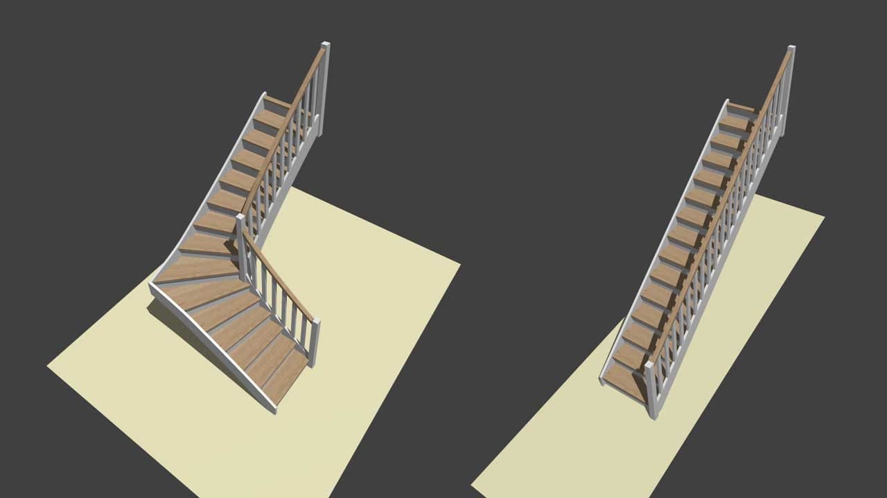 Changing a quarter turn stair into a straight stair (and more!)